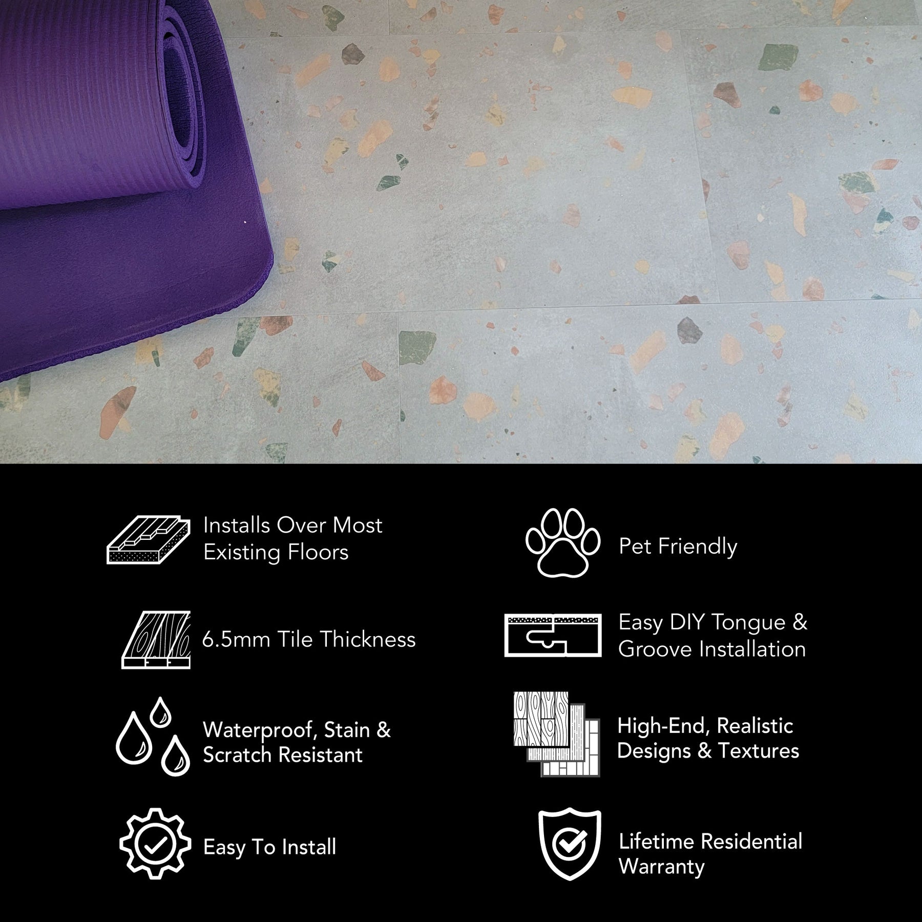 Allure Ultima Comfit Terrazzo Look 12 Mil Luxury Vinyl Tile Flooring ...